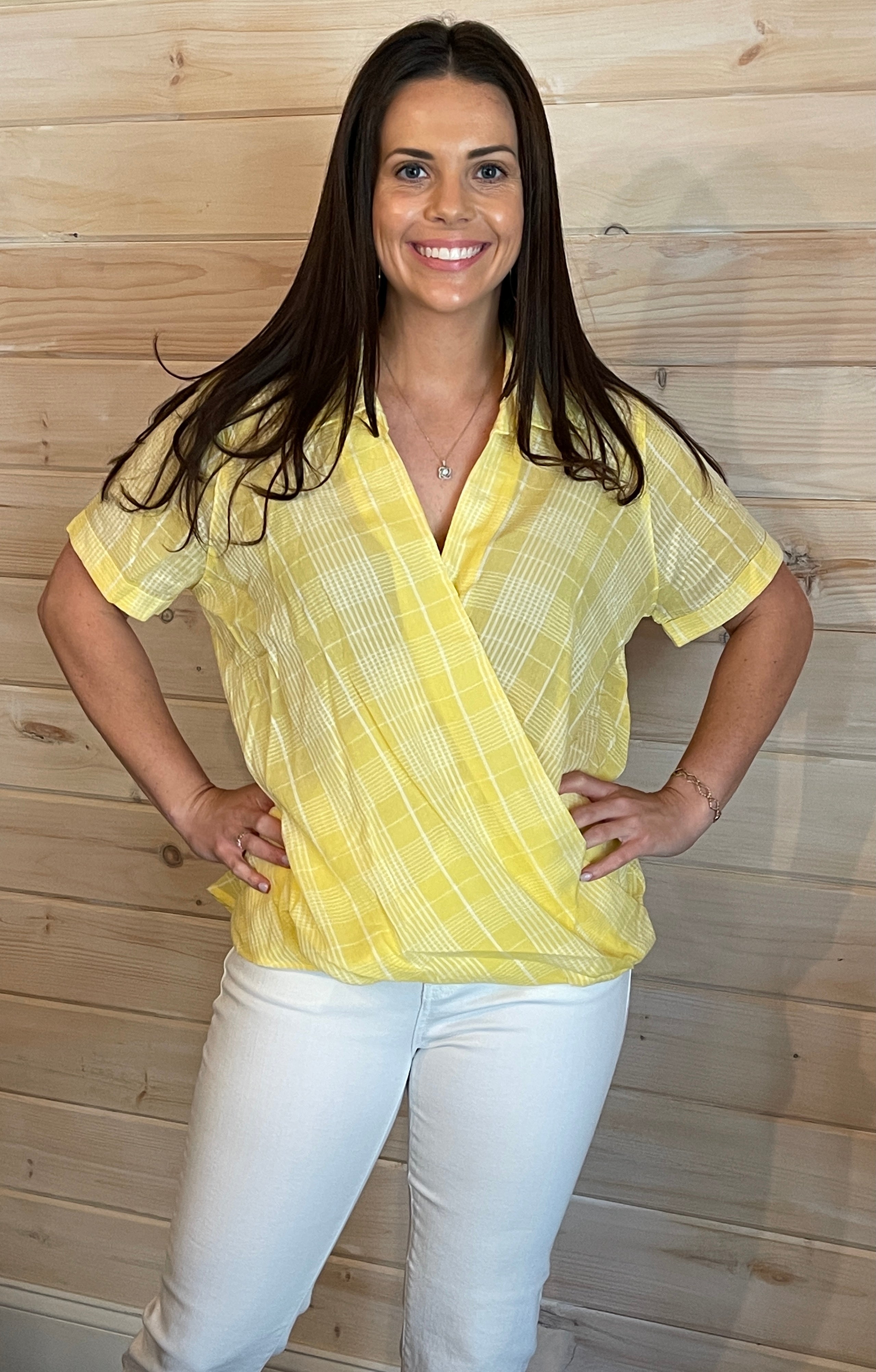 Lemon Plaid Crossover Top – The CaliCo Cave